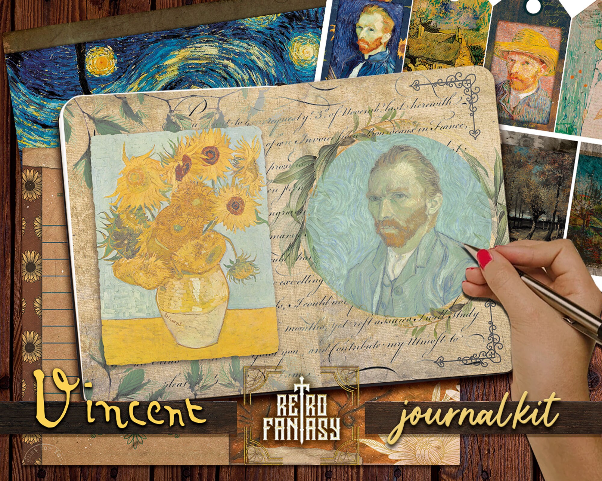 Vicent Van Gogh Journal Digital Kit Printable Instant - Etsy