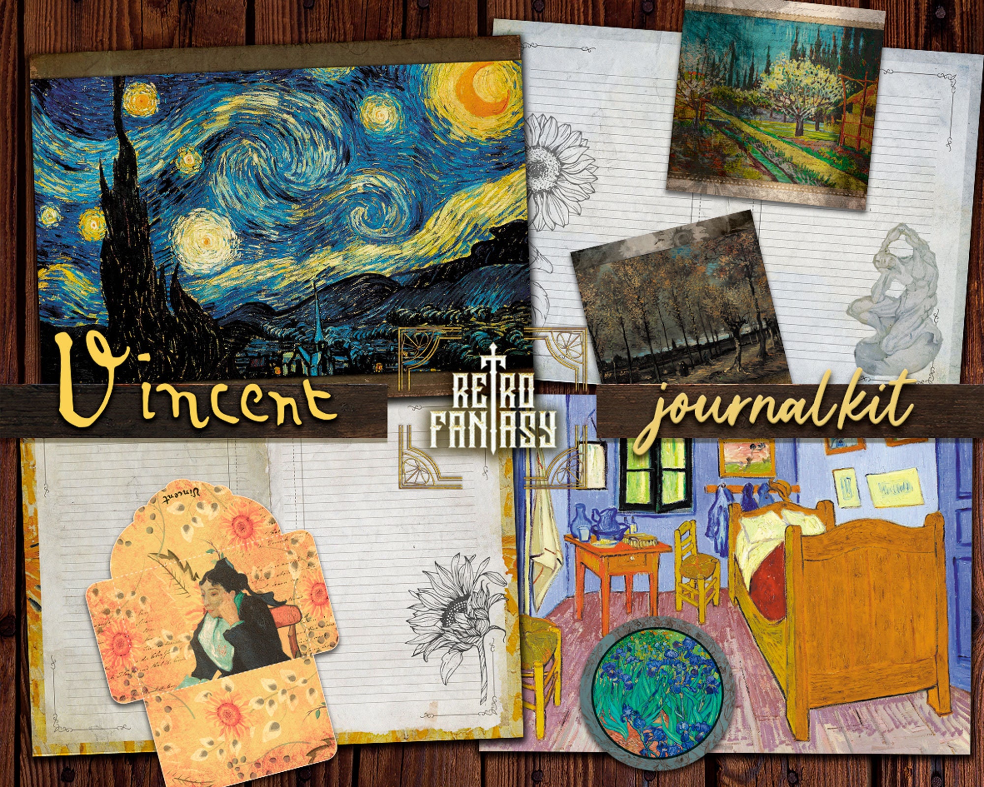 Vicent Van Gogh Journal Digital Kit Printable Instant - Etsy