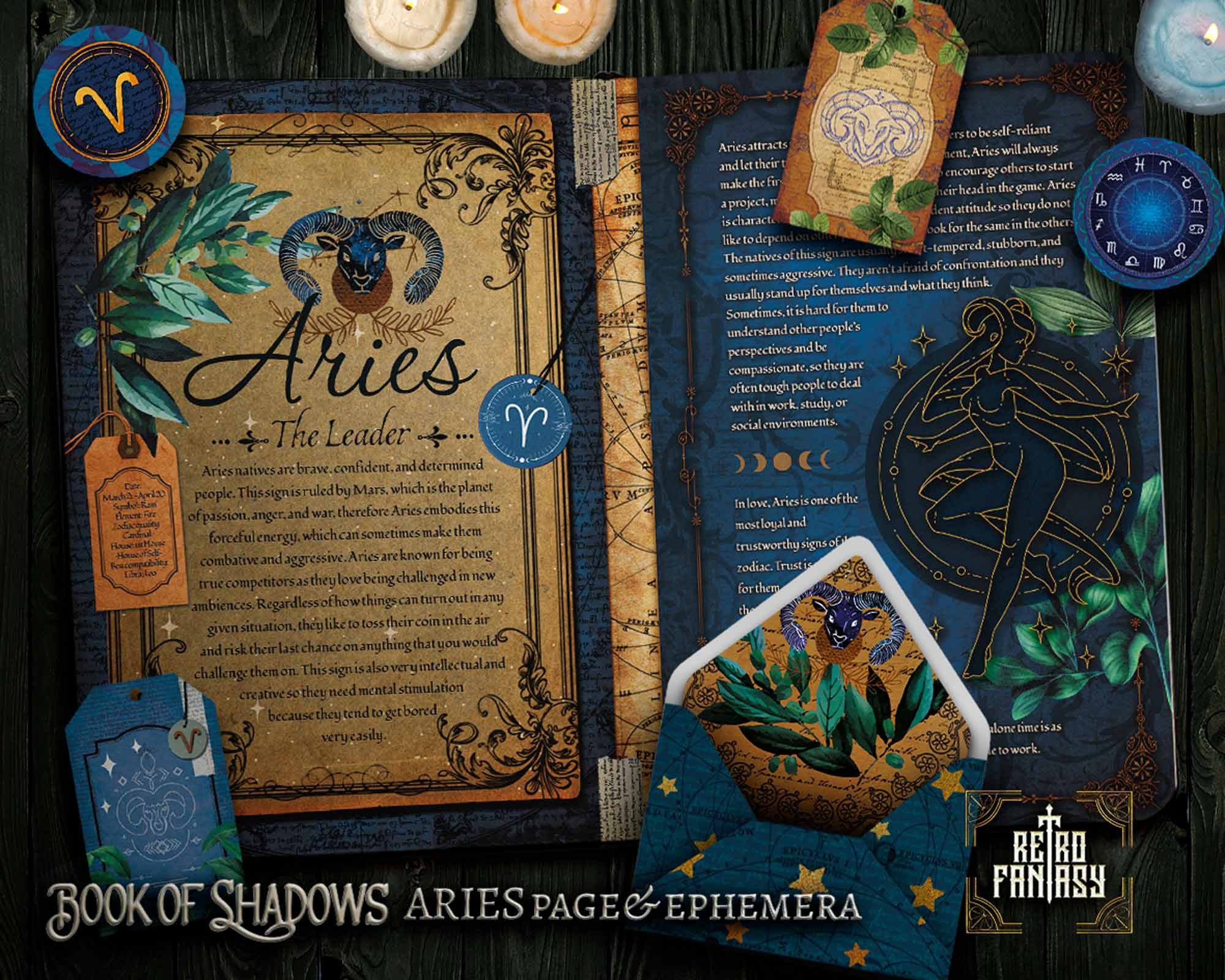 Printable ARIES Pages & Ephemera Book of Shadows ZODIAC | Etsy