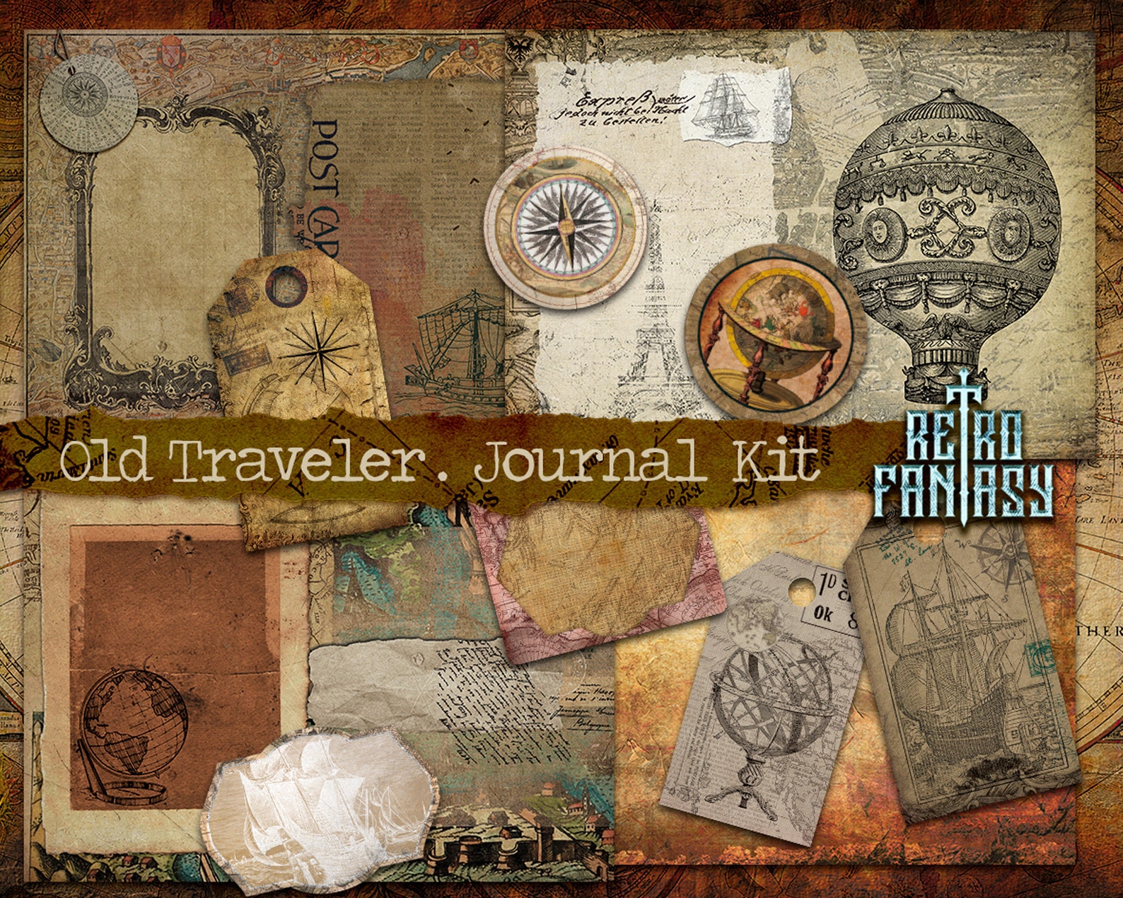 Old Traveler Journal Digital Kit Printable | INSTANT Download | Travel ...