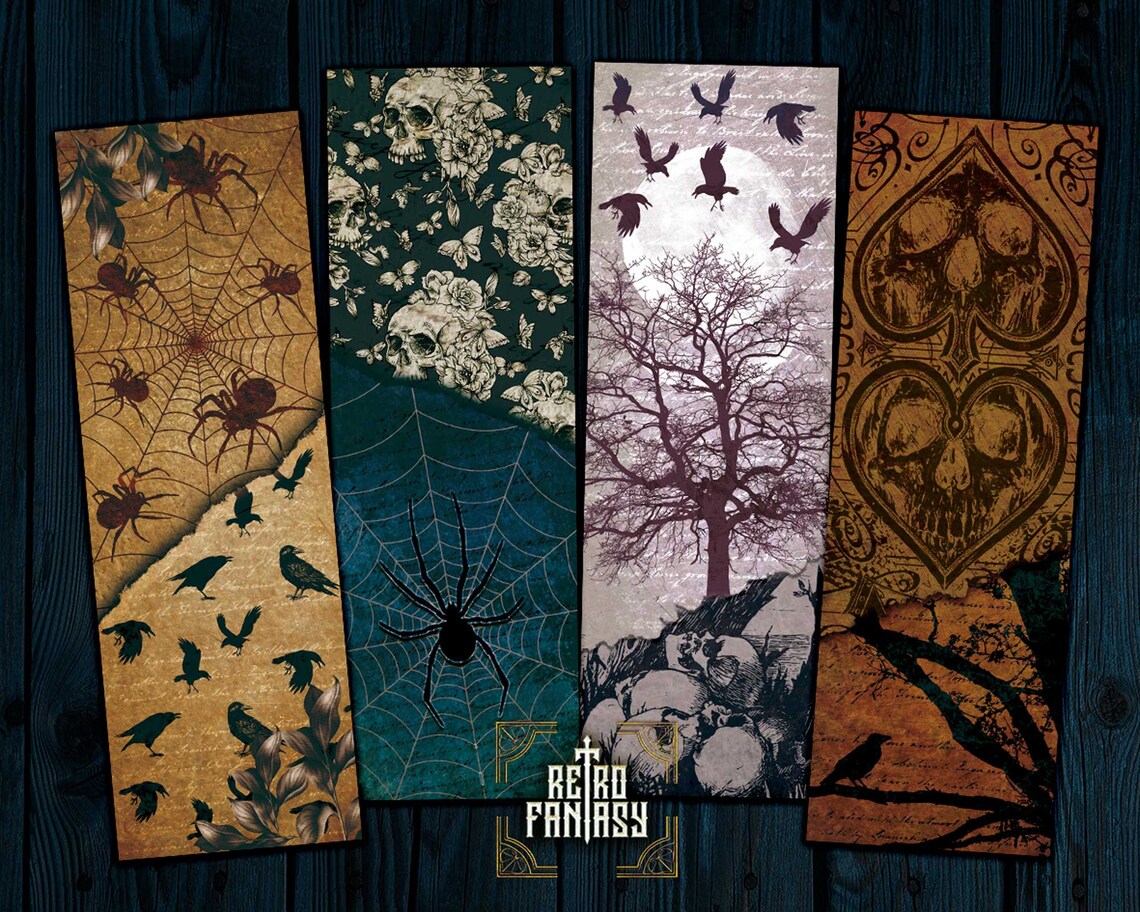 Goth Halloween Bookmarks Gothic Printable Bookmarks Skull - Etsy