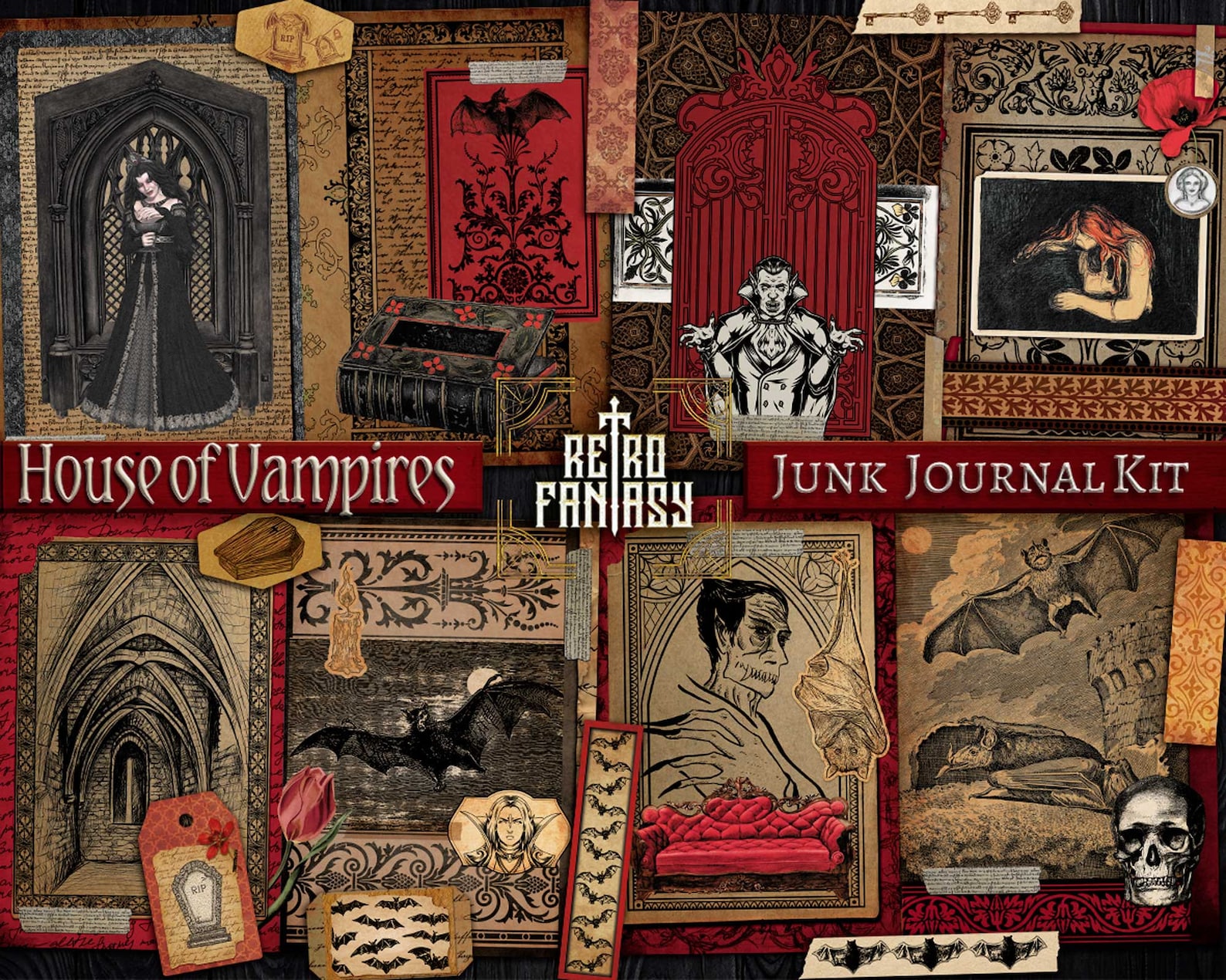 House of Vampires Junk Journal Kit With EXTRAS Digital - Etsy
