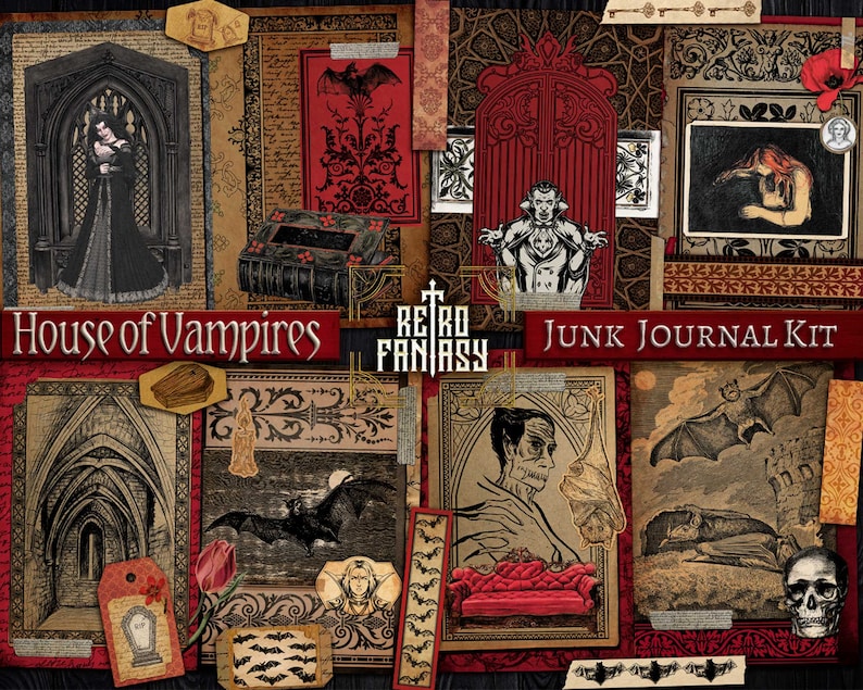 House of Vampires Junk Journal Kit With EXTRAS • Digital Download ...