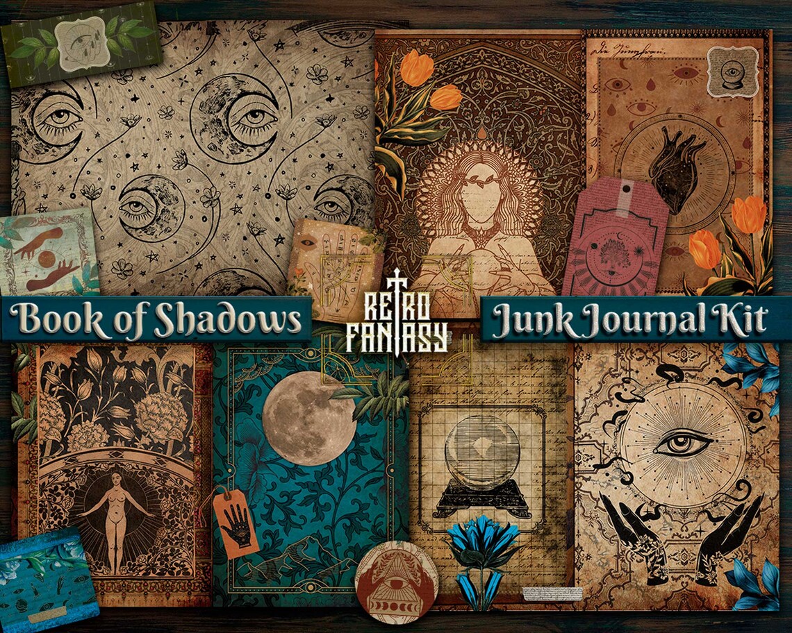 Book of Shadows Fortune Teller Junk Journal Kit Printable • TEMPLATE ...