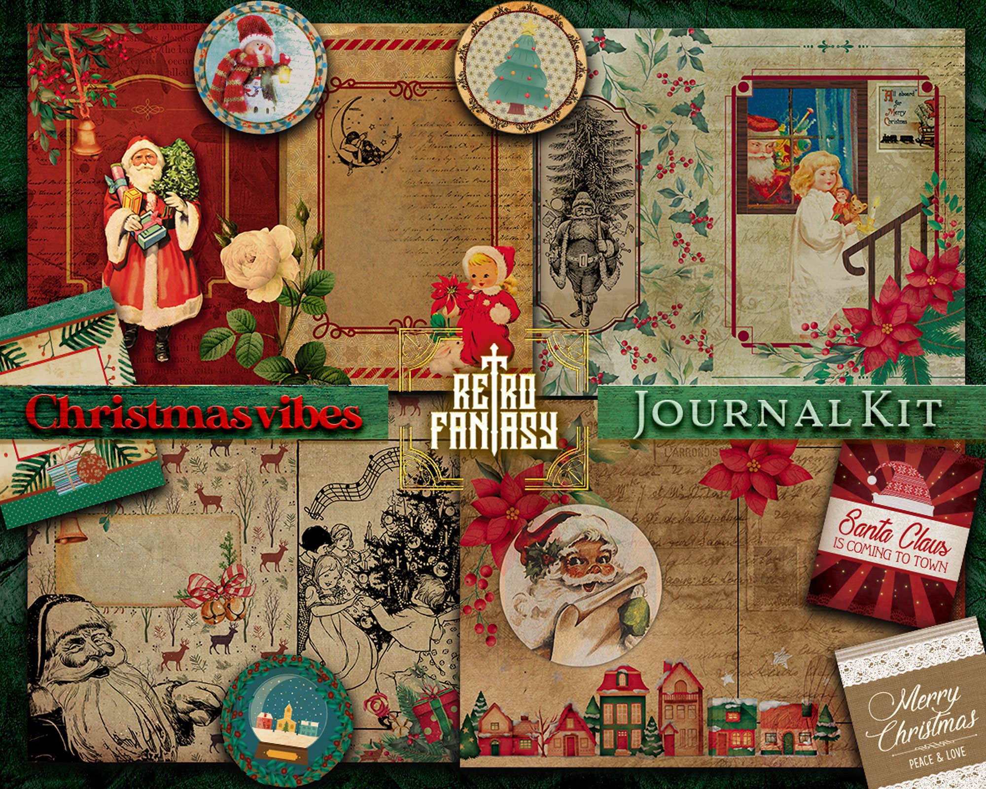 Christmas Vibes Printable Digital Journal Kit • INSTANT Download • Junk ...