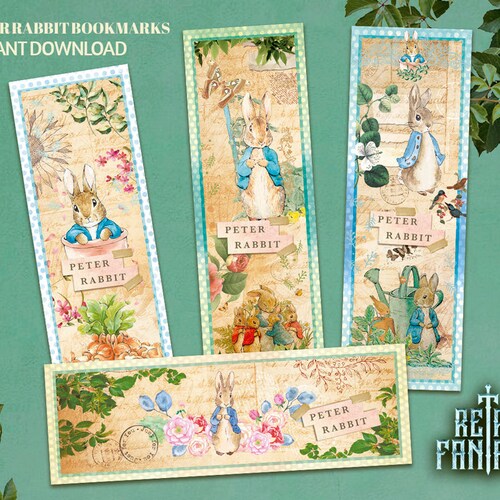 Printable Peter Rabbit Vintage Bookmarks Shabby Chic Peter | Etsy