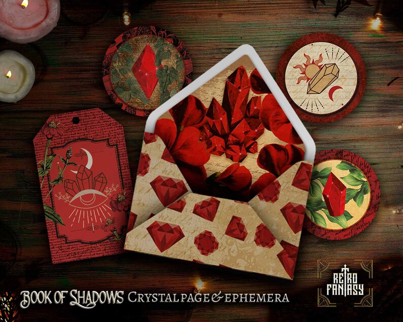 Printable RUBY Pages & Ephemera • Book of Shadows • CRYSTALS • Wicca ...