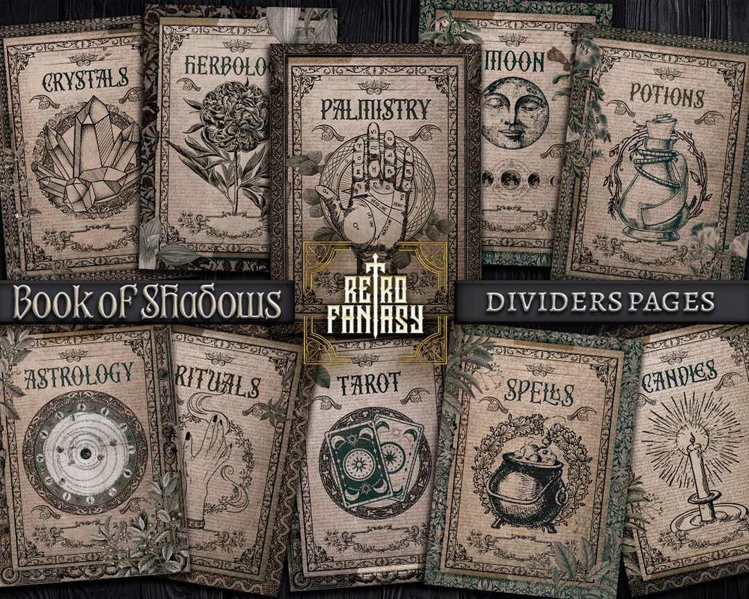 Dark Book of Shadows Dividers Kit Printable • Magic • BOS Covers ...