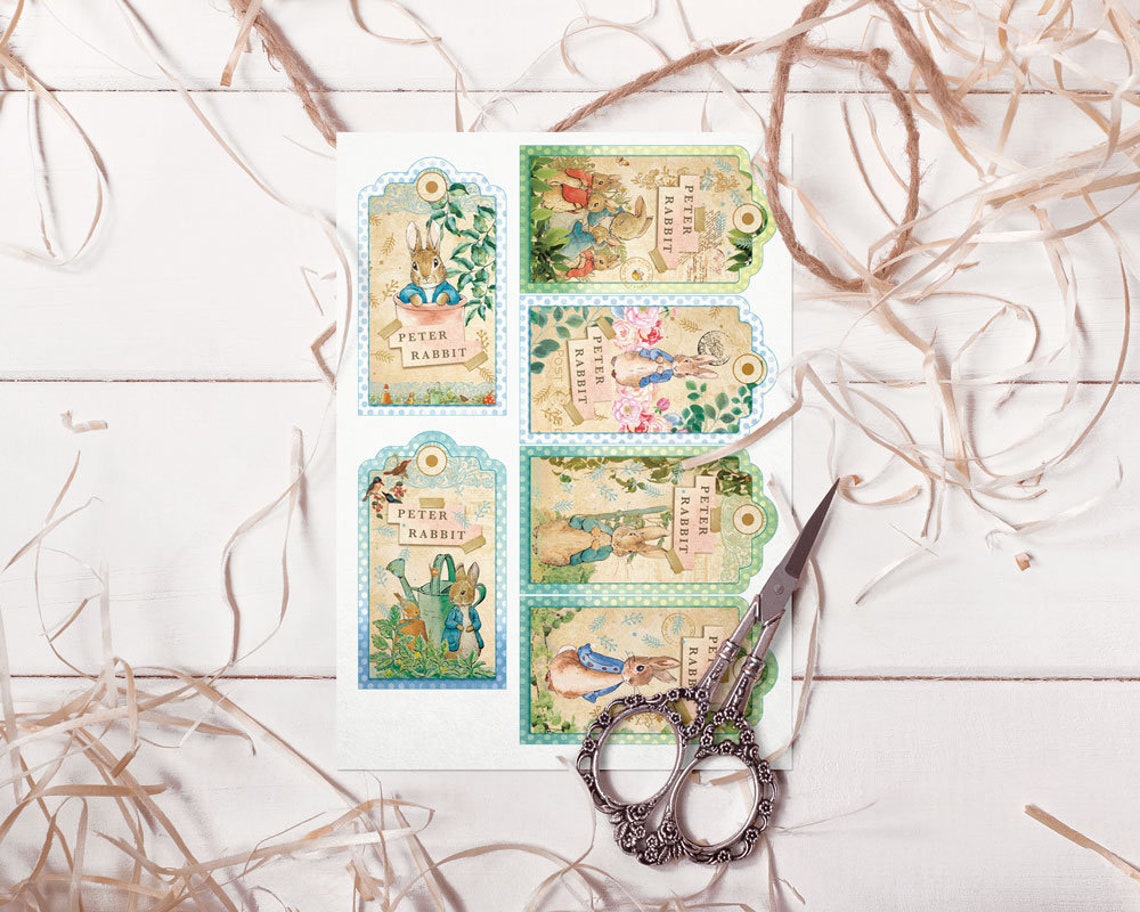 Peter Rabbit Printable Tags Set 6 Printable Vintage Shabby | Etsy