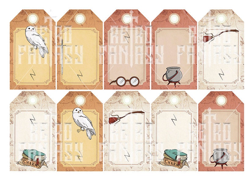 Wizard and Witch Tags Vintage Vintage tags Scrapbook | Etsy