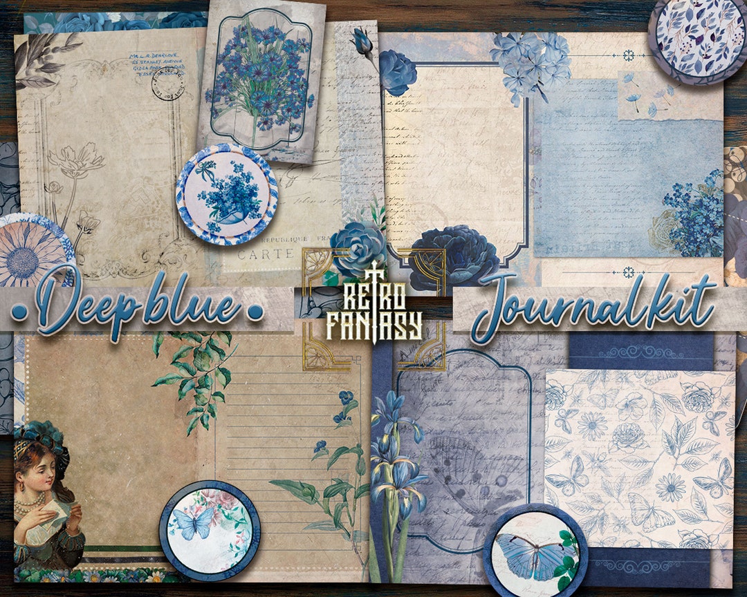 Deep Blue Digital Journal Kit • INSTANT Download • Junk Journal ...