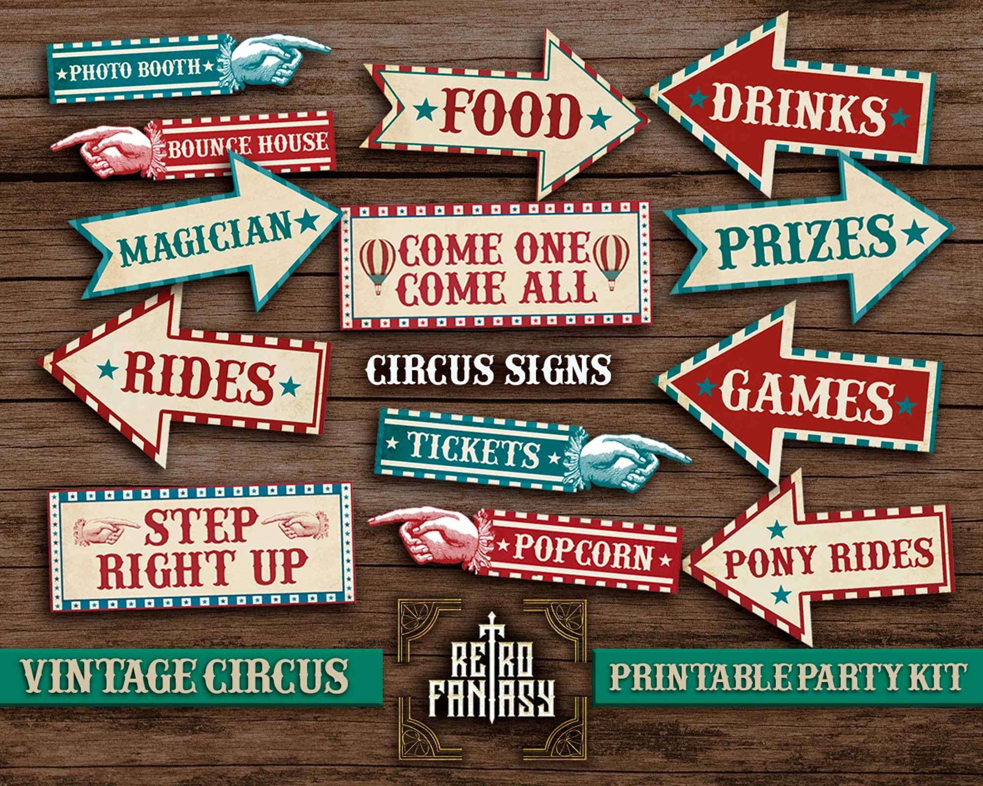 Vintage Circus Party Pack Decor INSTANT Download - Etsy