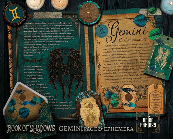 Printable GEMINI Pages & Ephemera Book of Shadows ZODIAC - Etsy