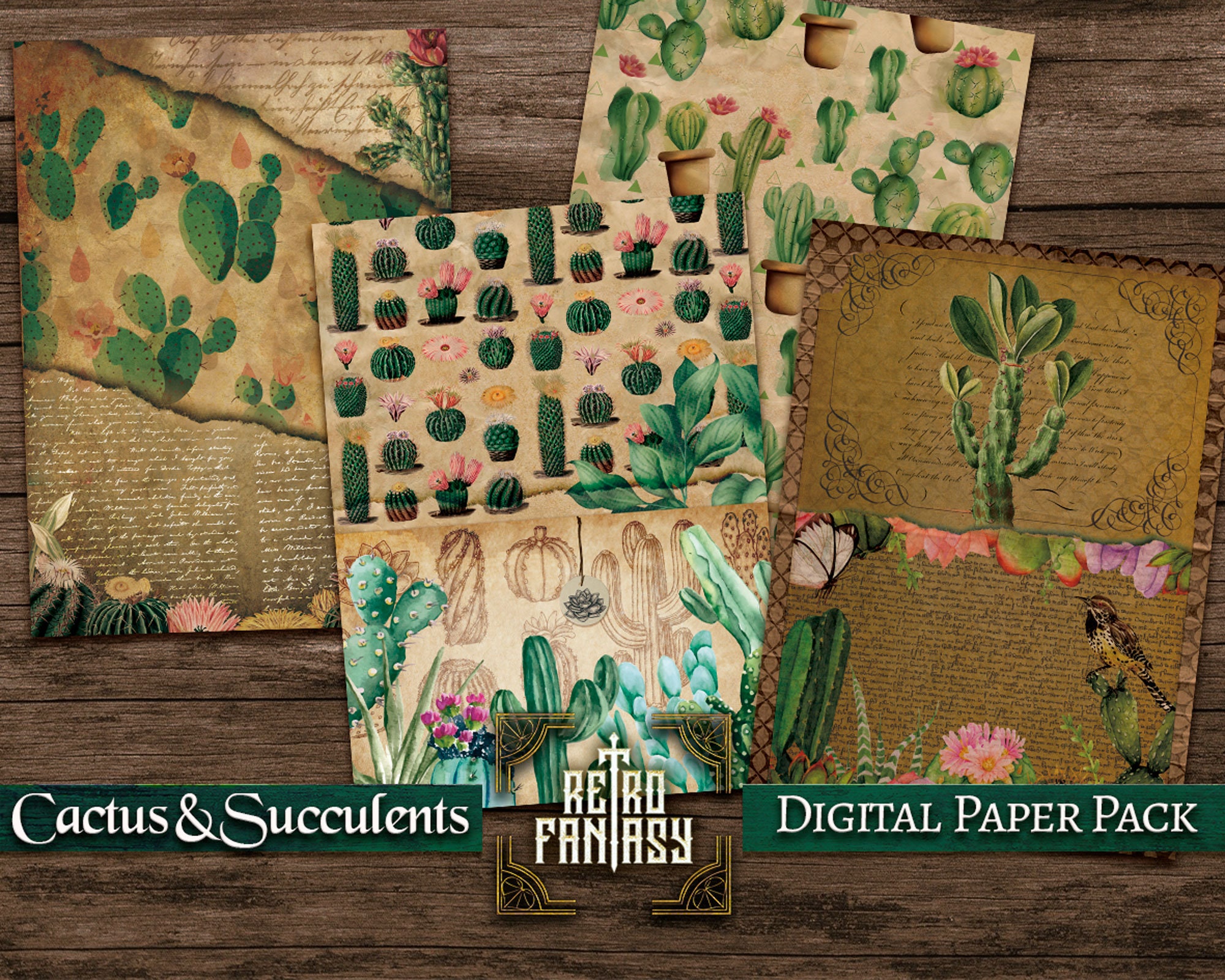Cactus & Succulents Garden Digital Paper Pack • Printable • INSTANT ...