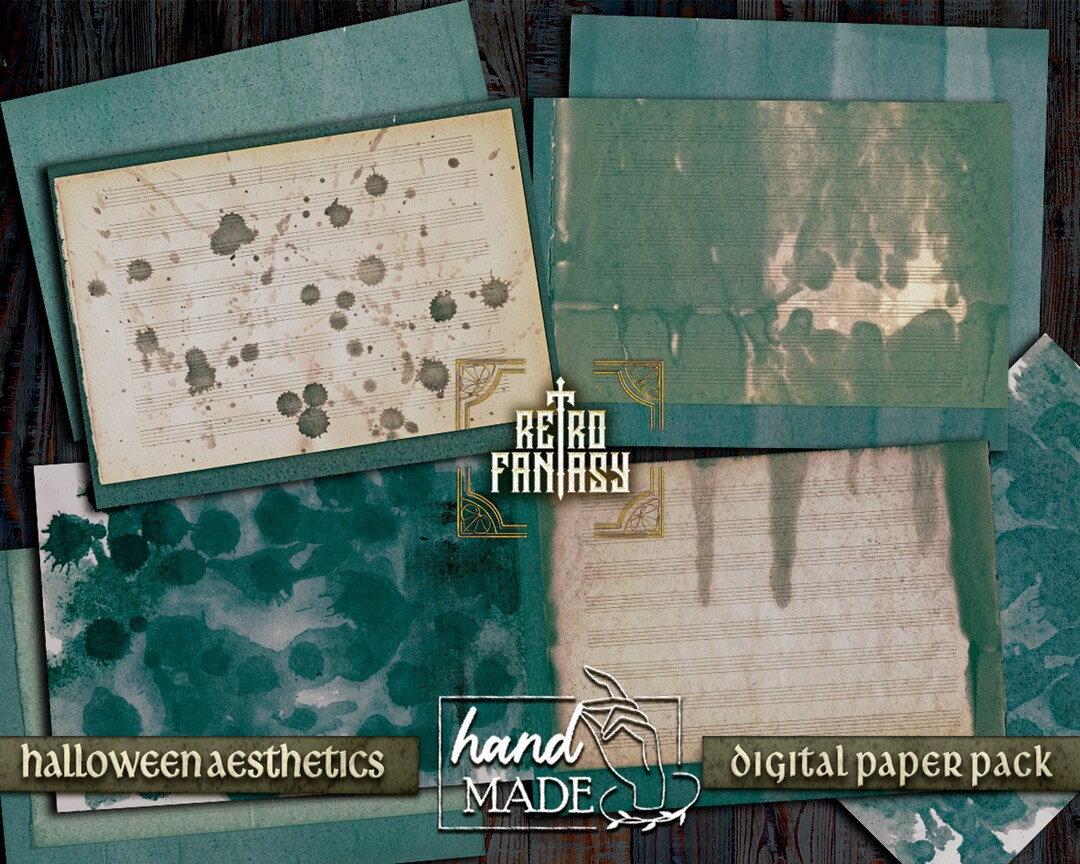 Halloween Aesthetic Handmade Paper Pack • INSTANT Download • Set 8 ...