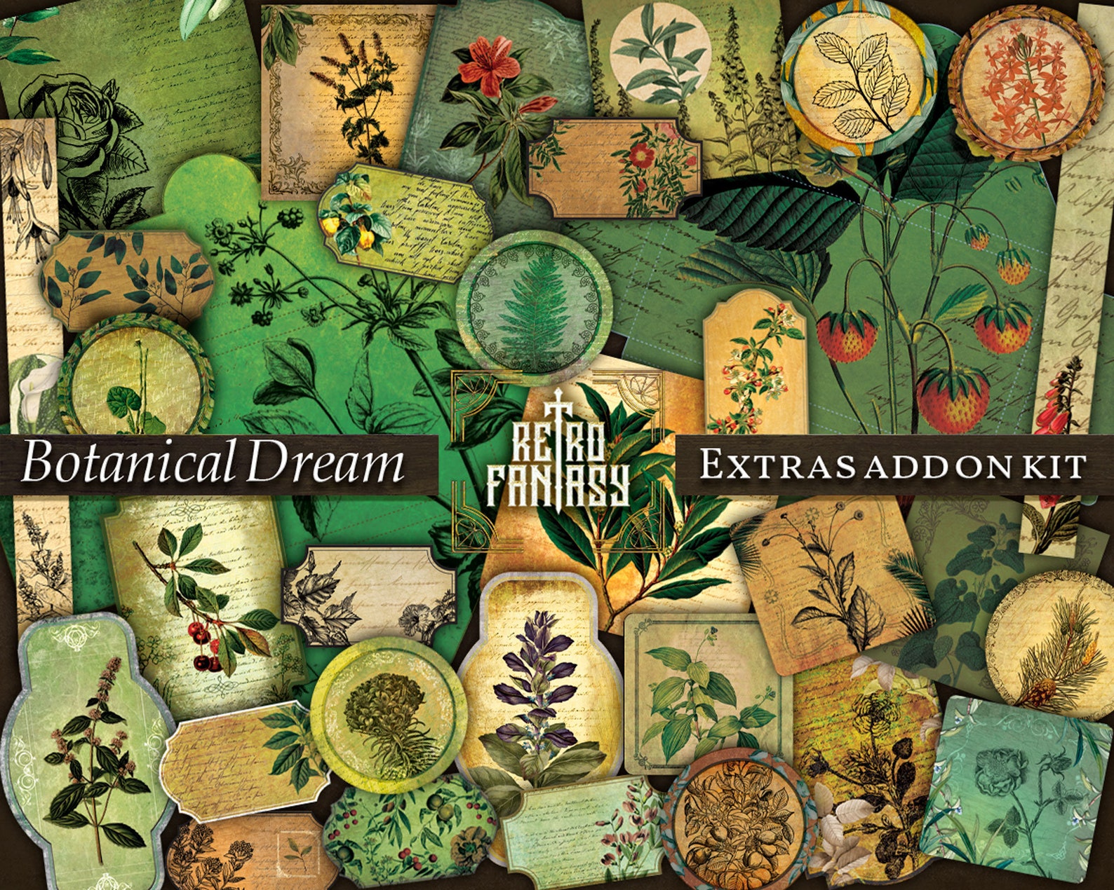 Botanical Dream Extras Add on Kit Ephemera Printable Herbs - Etsy
