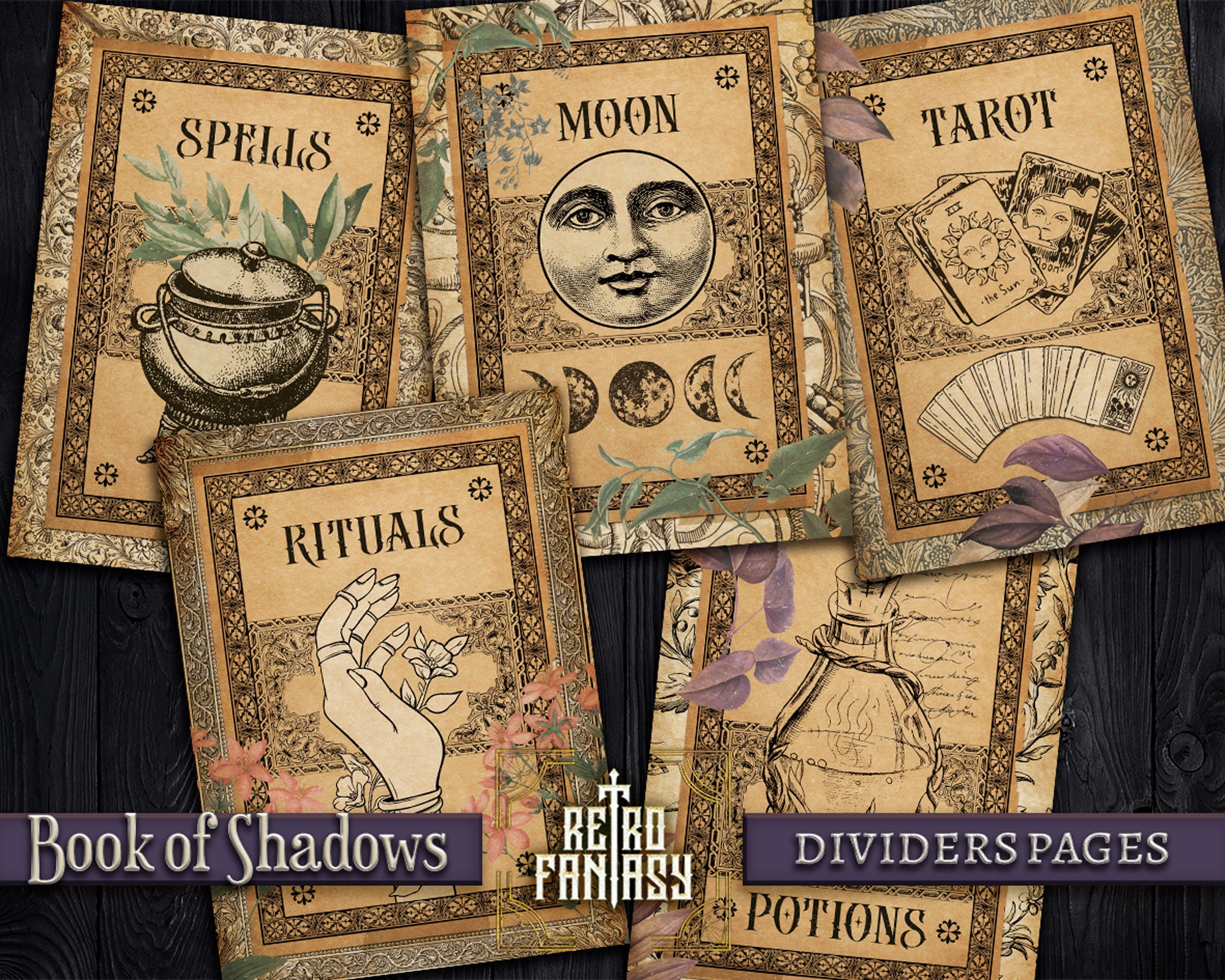 Book of Shadows Dividers Kit Printable • Magic • BOS Covers • Wicca ...