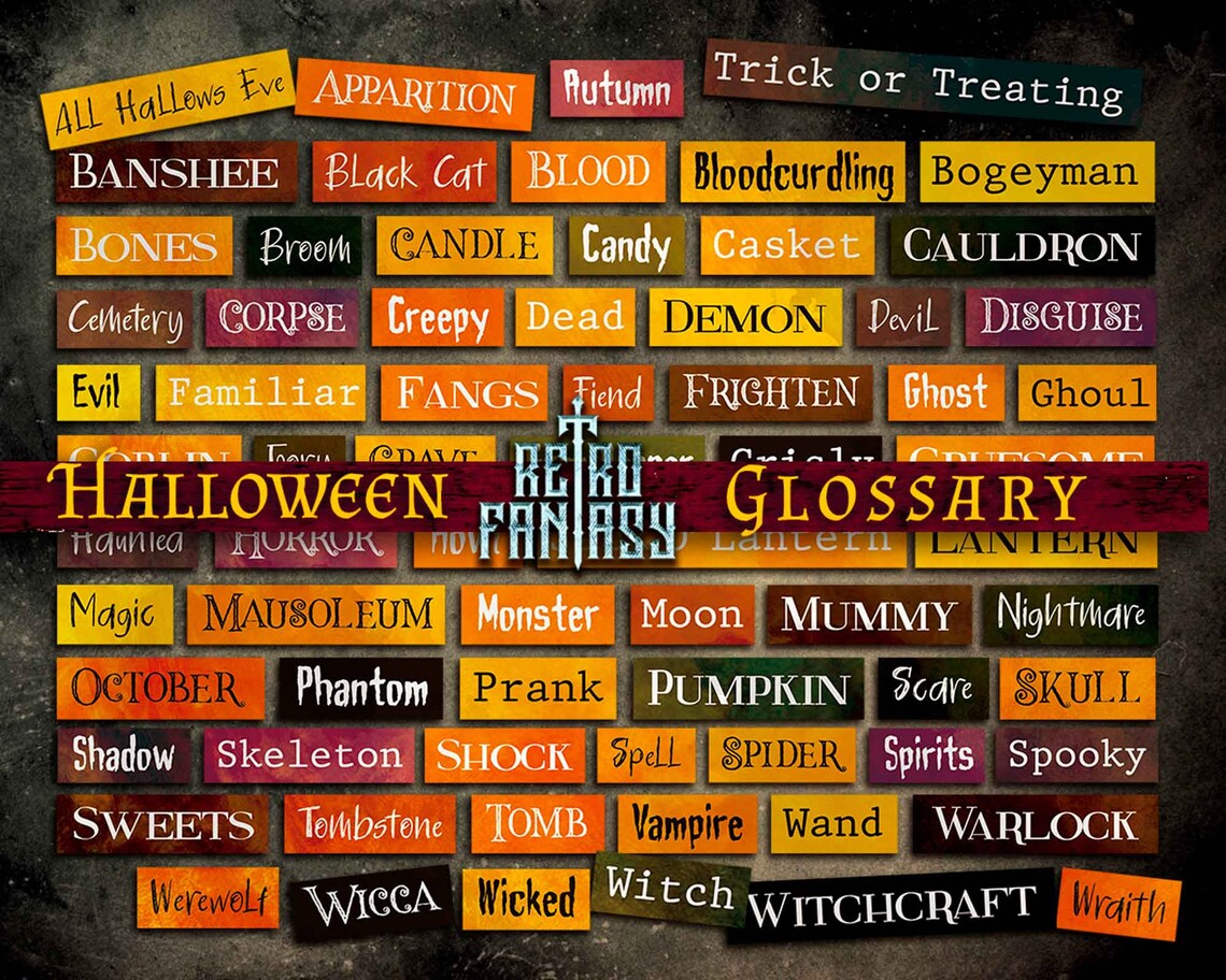 Printable Halloween Glossary Digital Halloween Words - Etsy