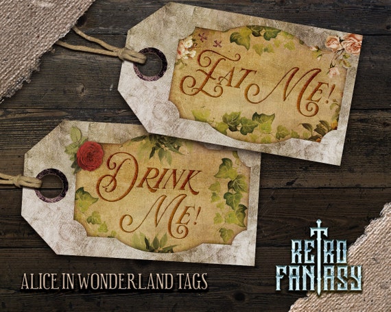 Drink Me Eat Me Labels Alice in Wonderland Vintage Labels | Etsy
