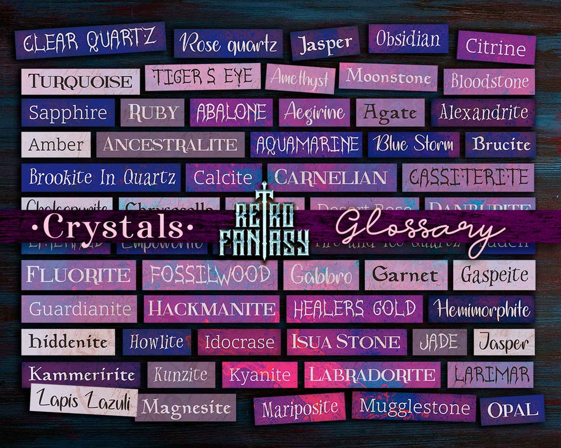Printable Crystals Glossary Digital Book of Shadows Words | Etsy