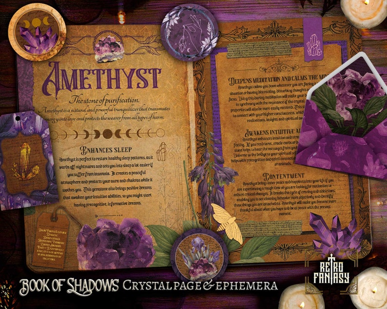 Printable AMETHYST Pages & Ephemera Book of Shadows - Etsy