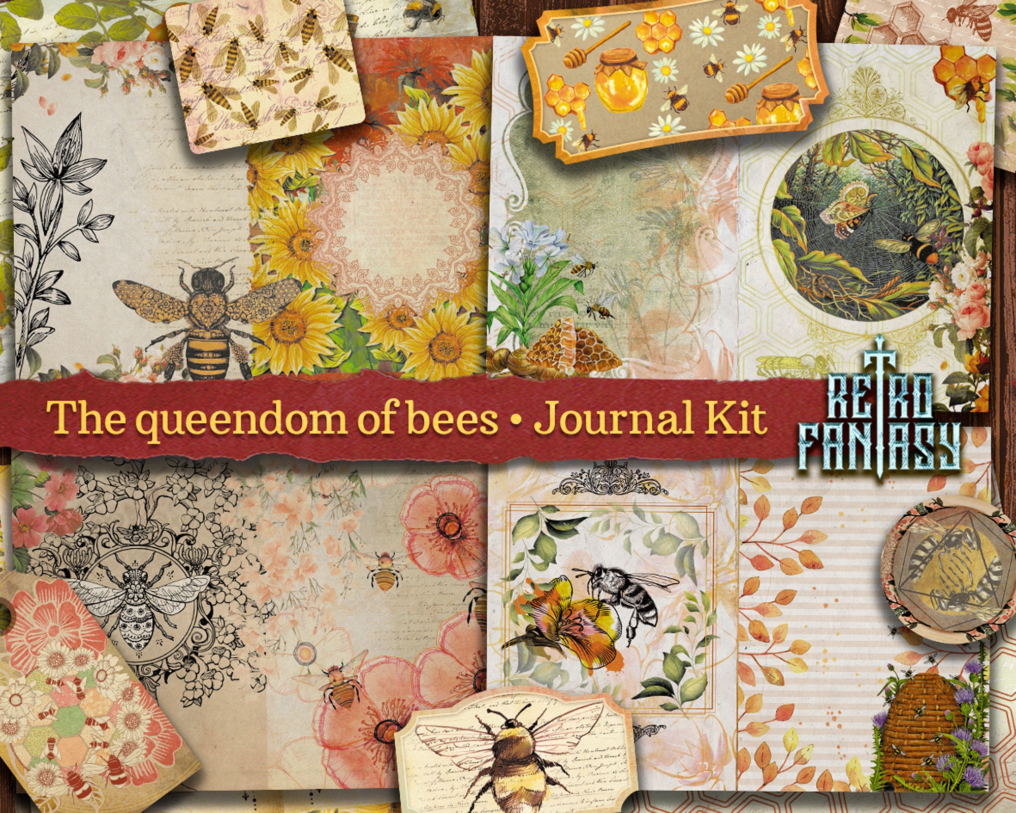 The Queendom of Bees Junk Journal Kit Printable Instant | Etsy