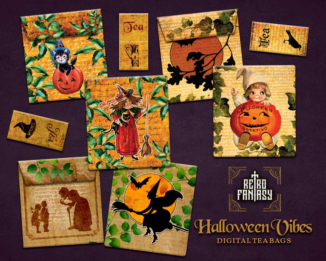 Halloween Vibes Digital Tea Bags • INSTANT Download • Halloween ...