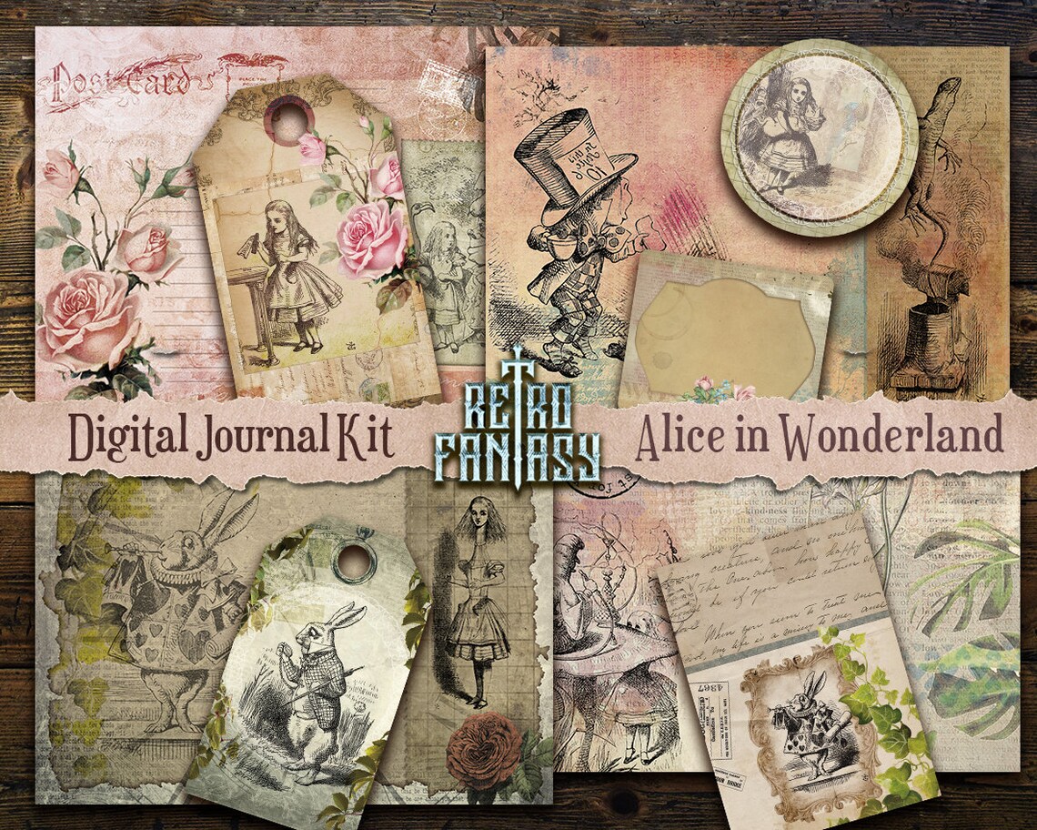 Alice in Wonderland Journal Digital Kit Printable INSTANT - Etsy