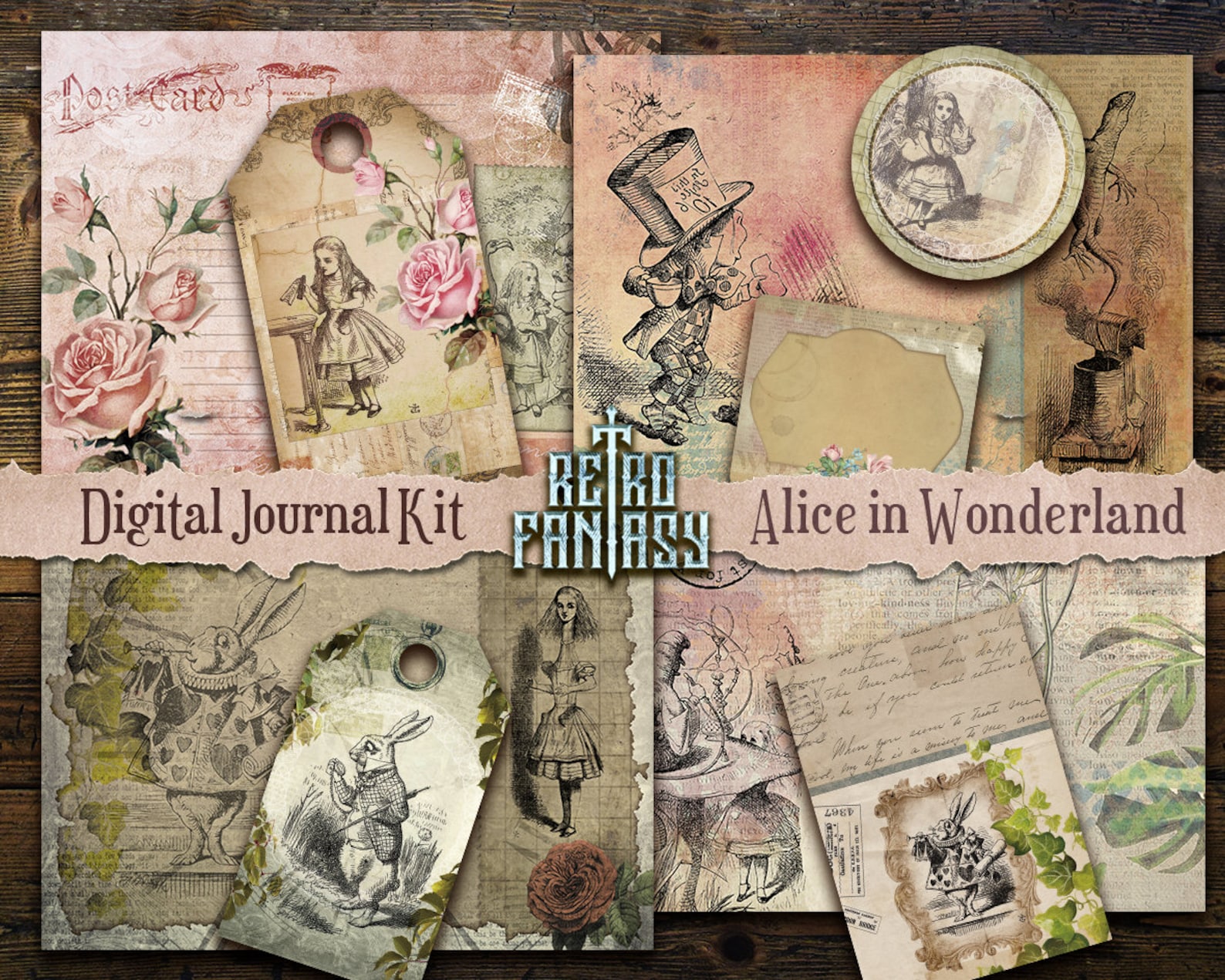 Alice in Wonderland Journal Digital Kit Printable INSTANT - Etsy