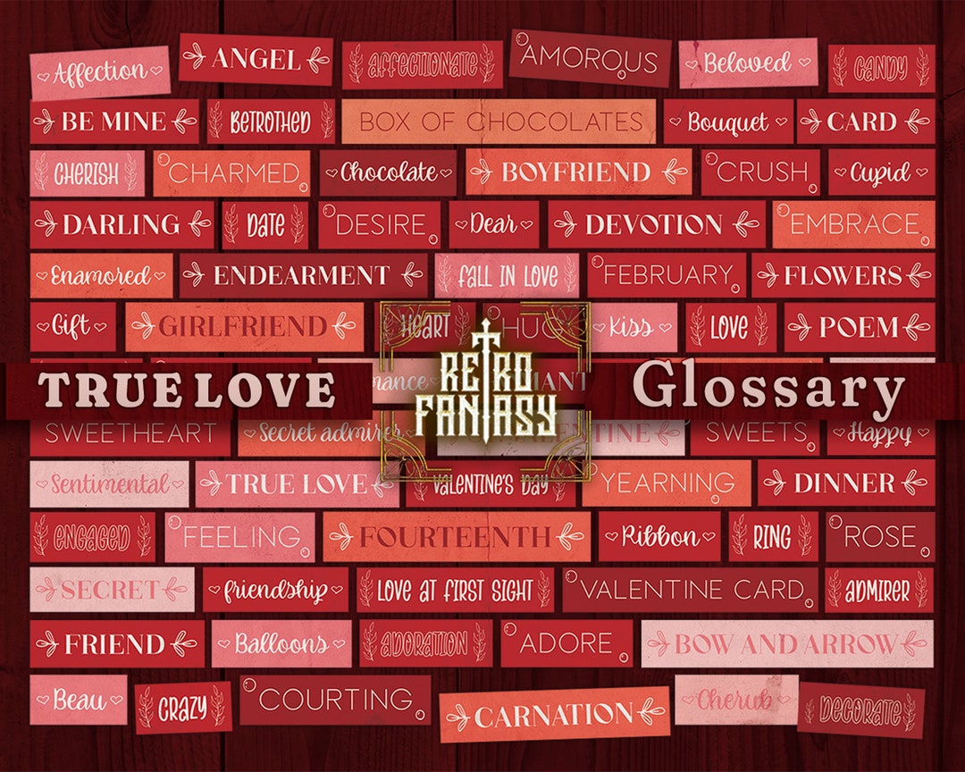 Printable True Love Glossary • St Valentines Words • Love ...