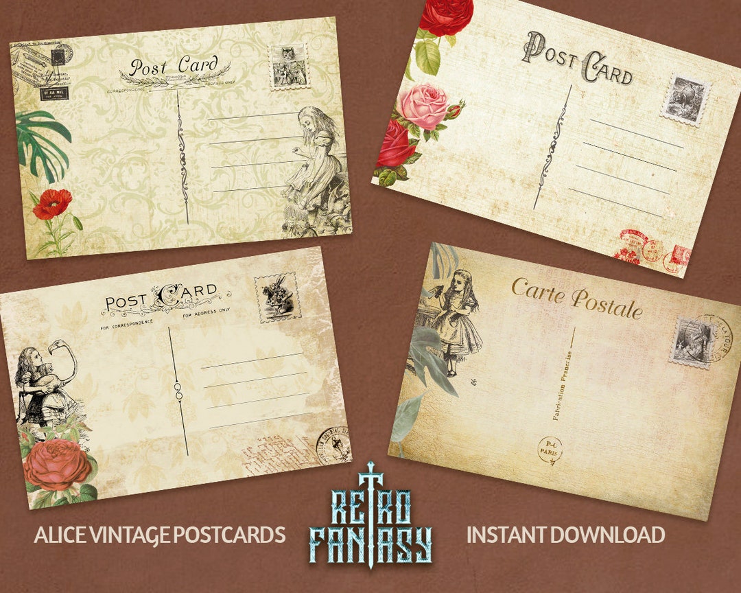 Printable Alice in Wonderland Vintage Postcards | Shabby Chic Postcards ...