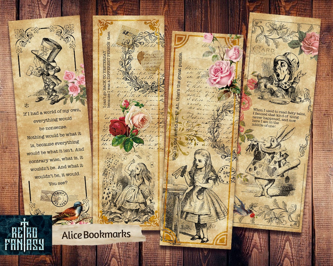 Printable Alice in Wonderland Vintage Bookmarks | Shabby Chic Alice ...