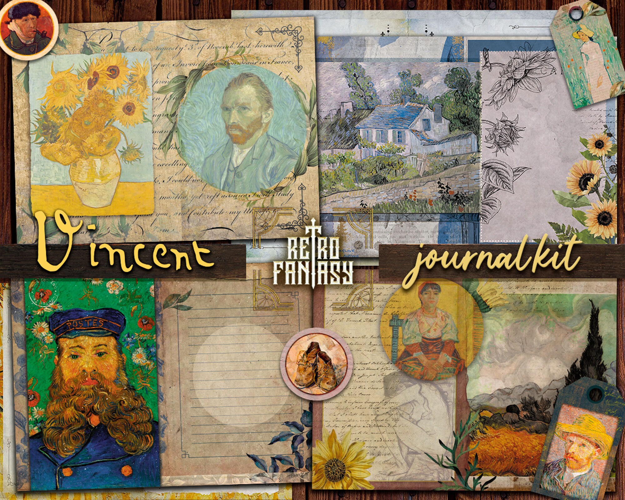 Vicent Van Gogh Journal Digital Kit Printable Instant - Etsy