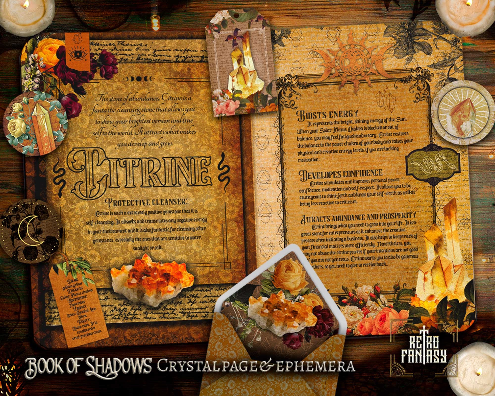 Printable CITRINE Pages & Ephemera Book of Shadows - Etsy