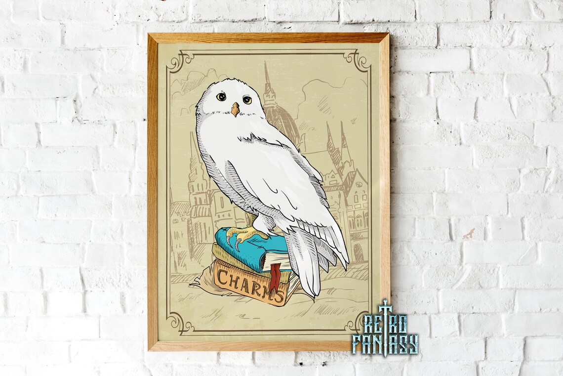 Wizard Poster White Owl Wizard Print Owl Wall Art School - Etsy
