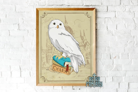 Wizard Poster White Owl Wizard Print Owl Wall Art School | Etsy