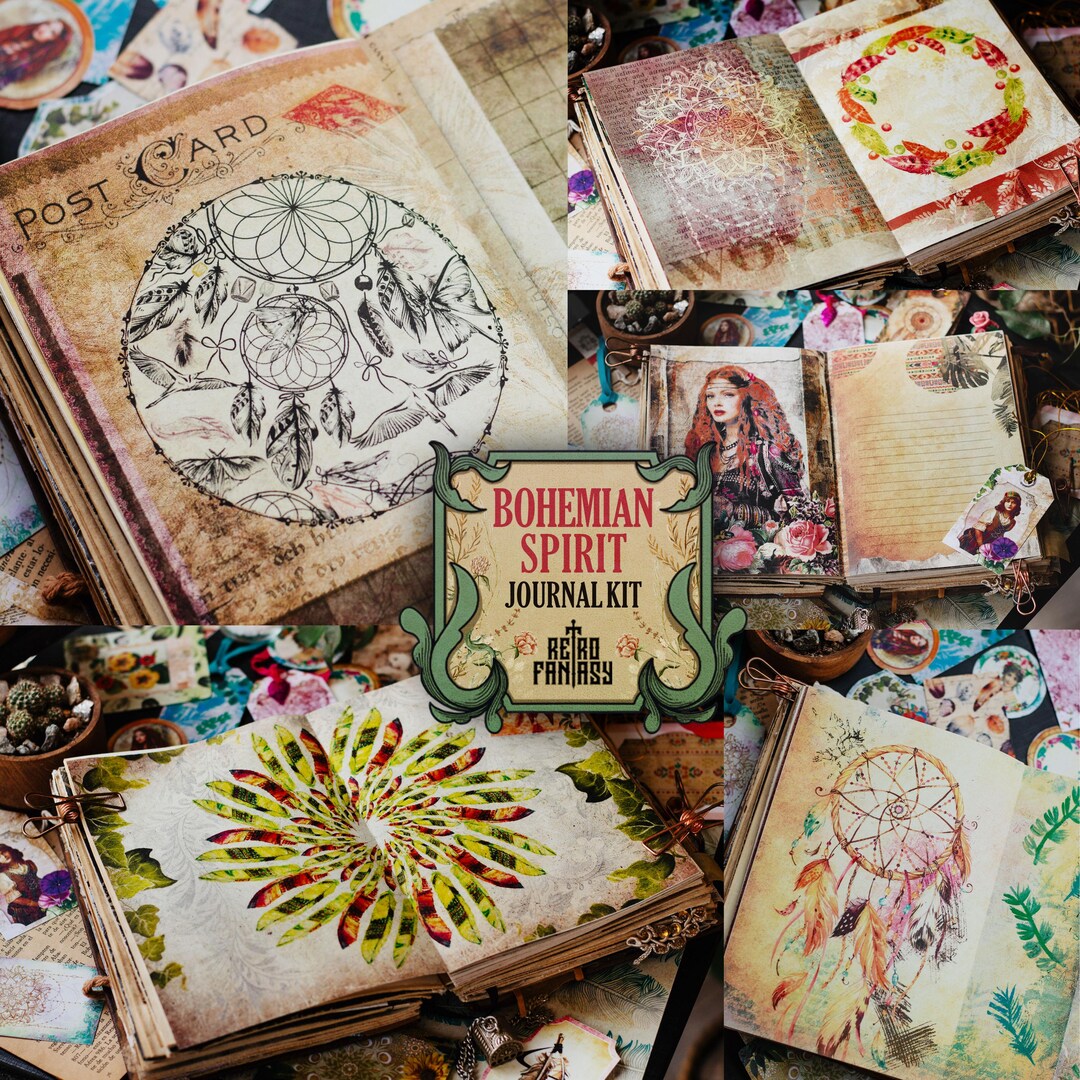Bohemian Spirit Journal Kit • Printable Boho Scrapbook • Dreamcatcher ...