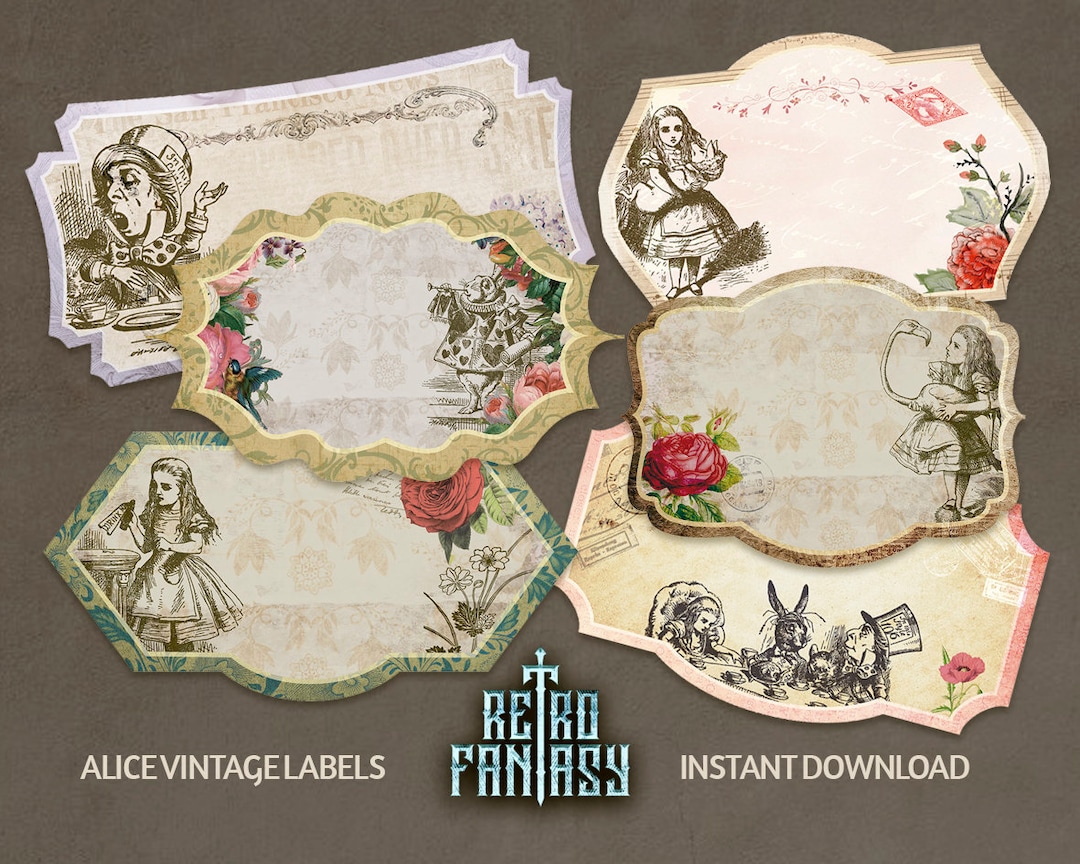 Alice in Wonderland Vintage Labels | Shabby Chic Alice in Wonderland ...