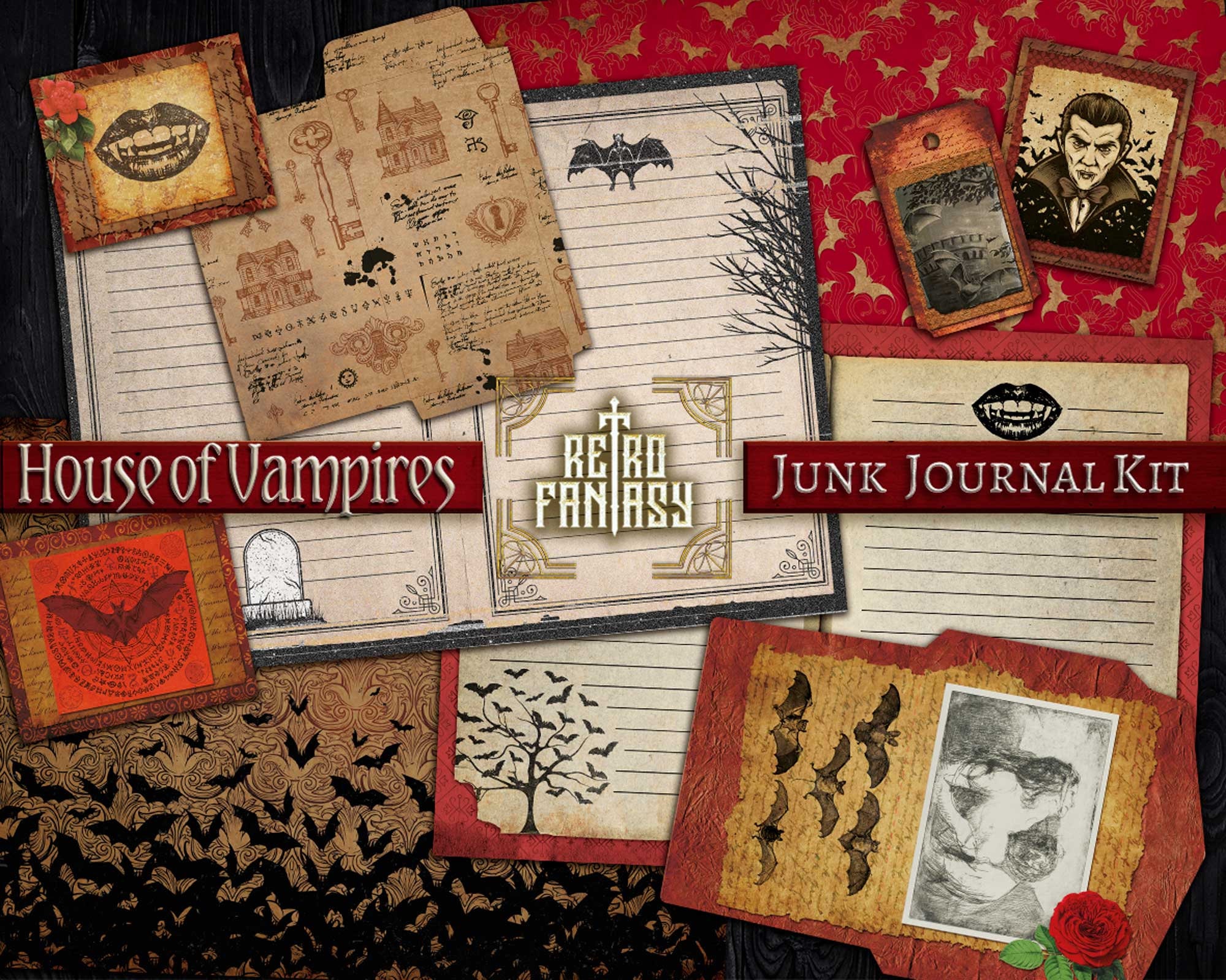 House of Vampires Junk Journal Kit With EXTRAS Digital - Etsy