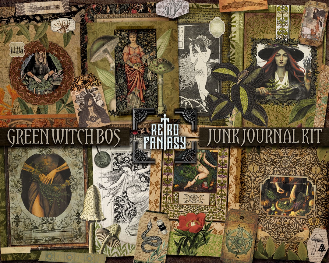 Green Witch Book of Shadows Printable Junk Journal Kit • TEMPLATE for ...