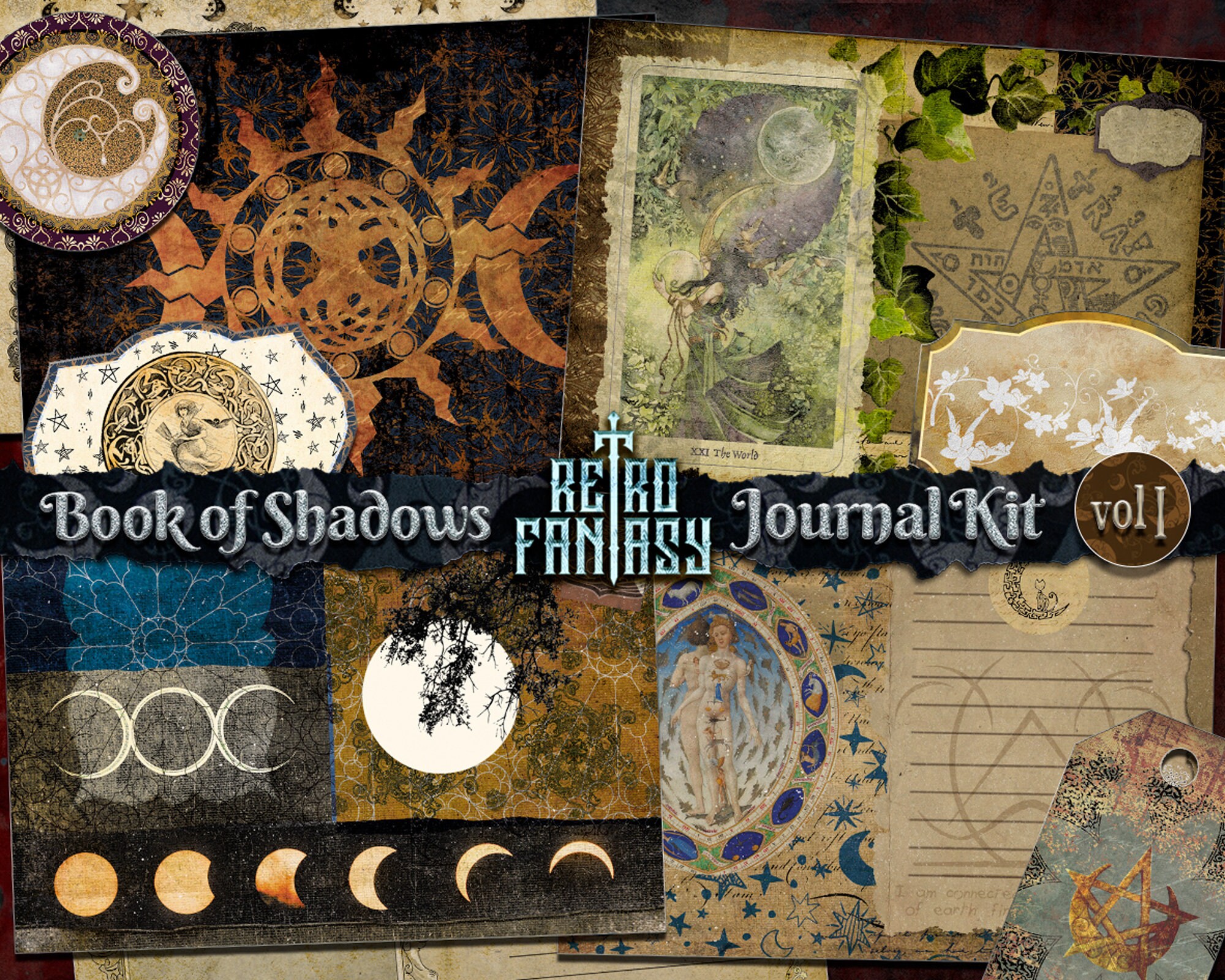 Book of Shadows Printable Junk Journal Kit • TEMPLATE for Spells for ...