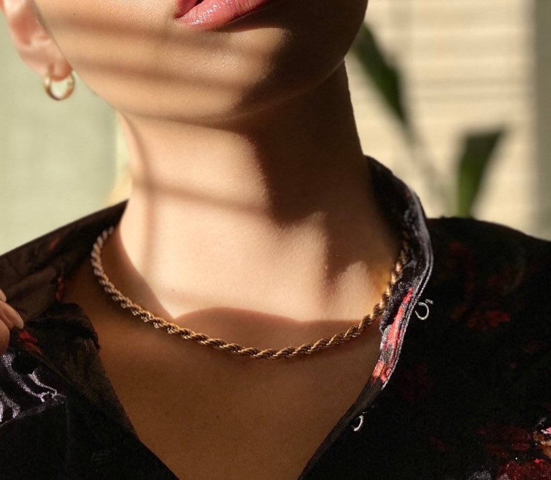 18k Gold Twisted Chain Necklace Non Tarnish Gold Plated Chain - Etsy
