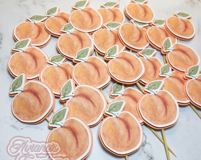 3D One Sweet Peach Birthday Cupcake Toppers , One Sweet Peach Cupcake ...