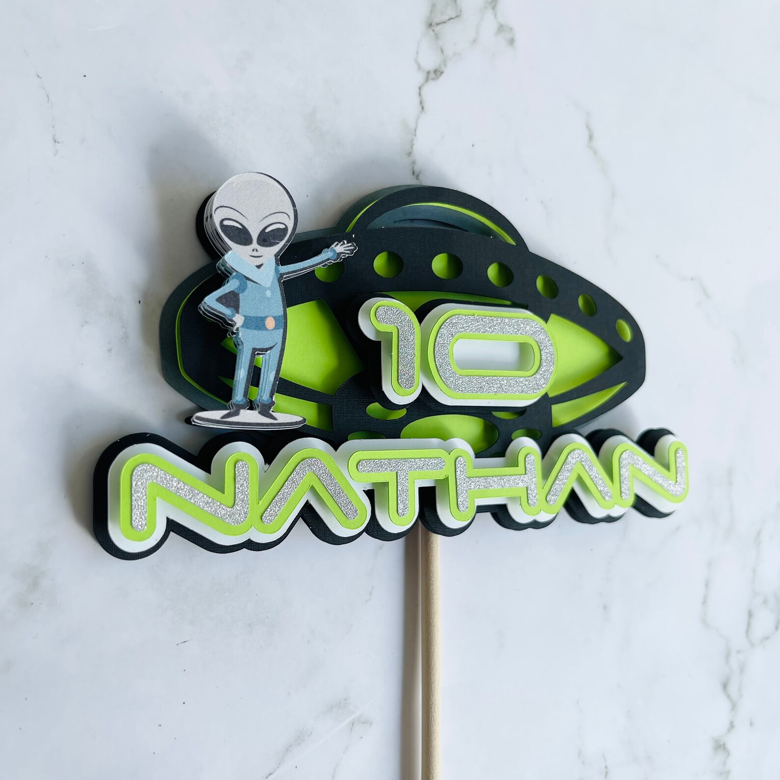 3D Custom UFO Alien Birthday Cake Topper Alien Birthday Cake - Etsy