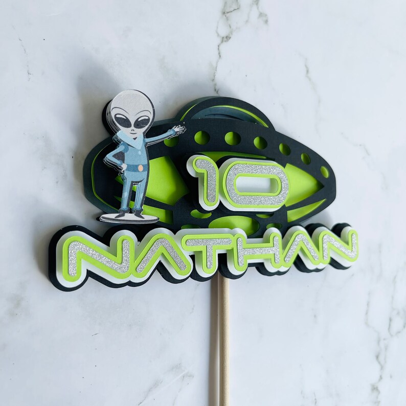 3D Custom UFO Alien Birthday Cake Topper Alien Birthday Cake - Etsy