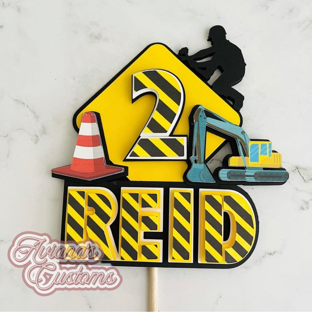 Custom 3D Construction Birthday Cake Topper , Construction Birthday ...