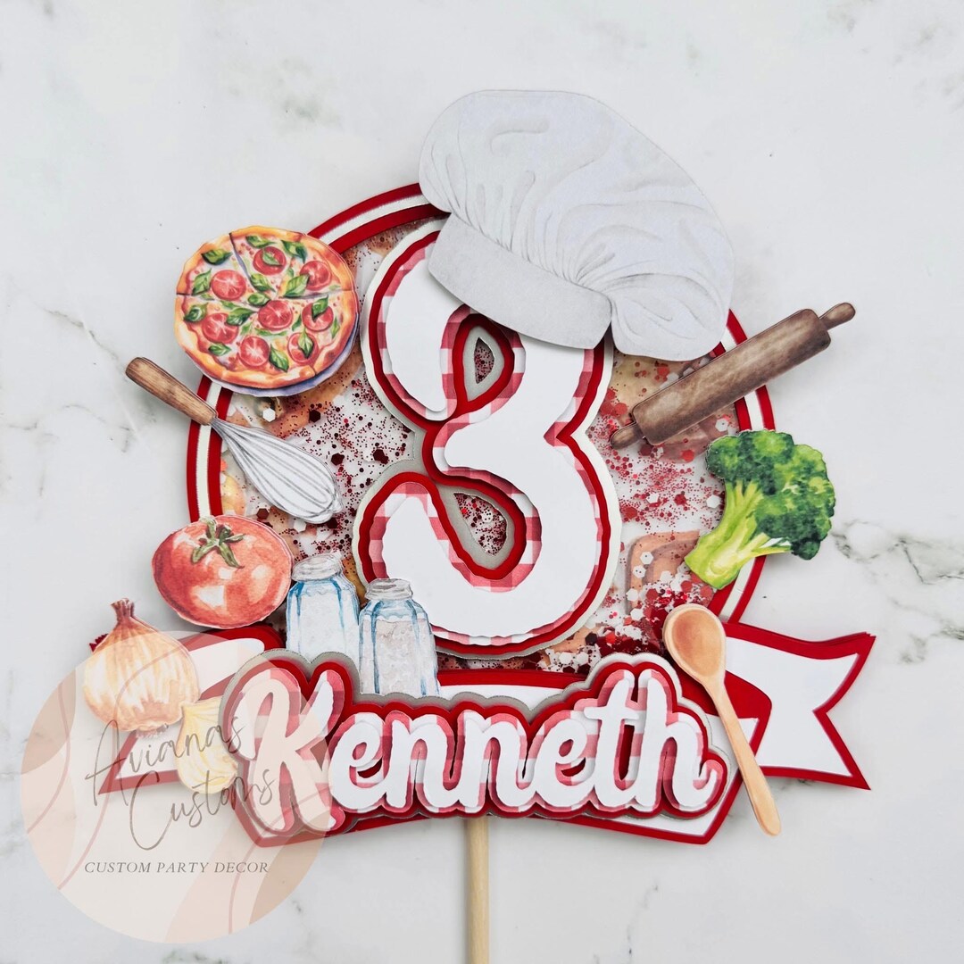 Custom 3D Little Chef Birthday Cake Topper , Little Chef Birthday ...