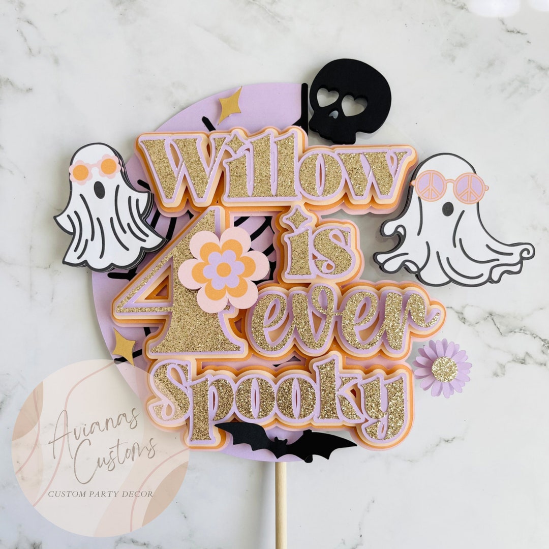 Custom 3D FOUR Ever Spooky Birthday Cake Topper , Four Ever Spooky Cake ...