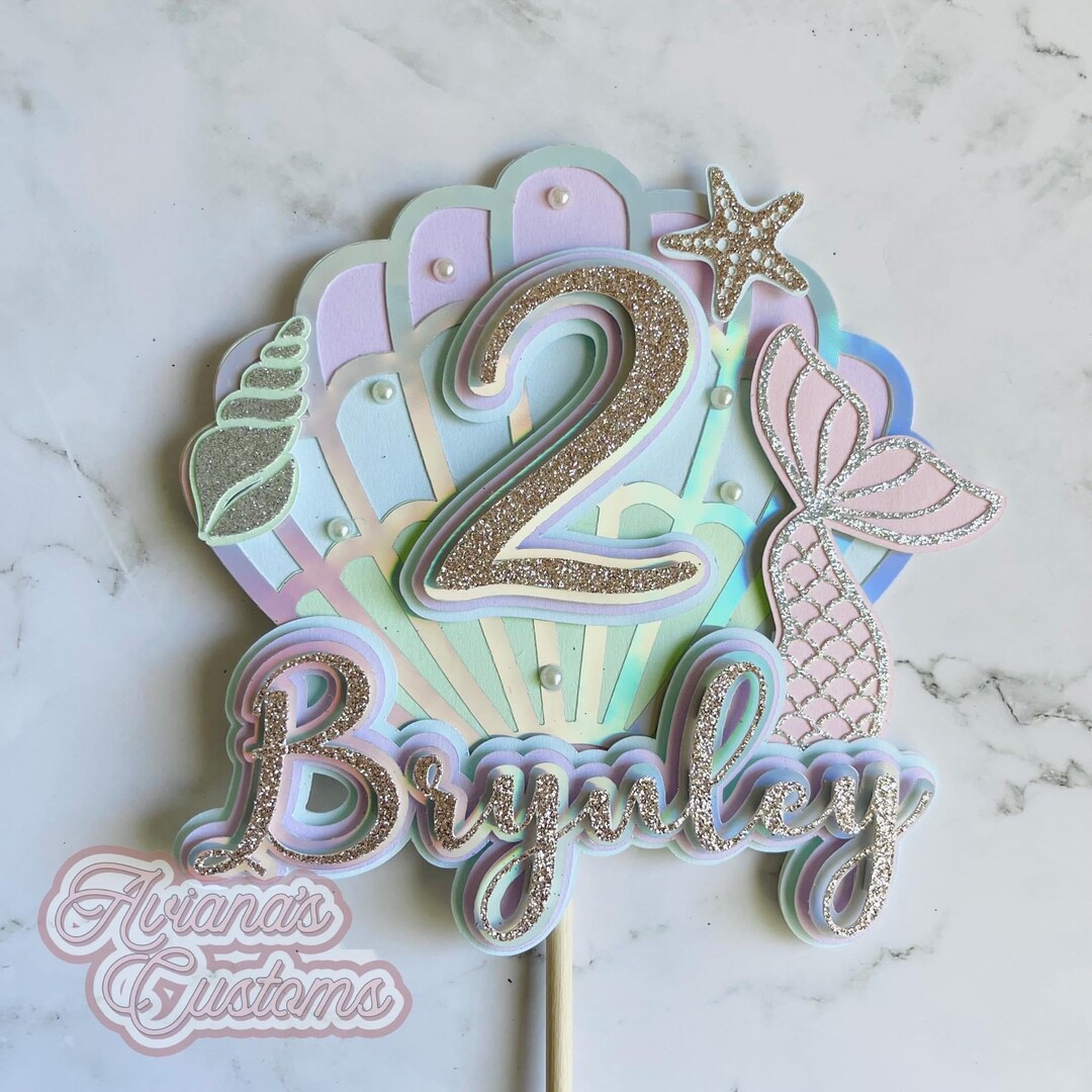 Custom 3D Mermaid Birthday Cake Topper , Mermaid Birthday Cake Topper ...