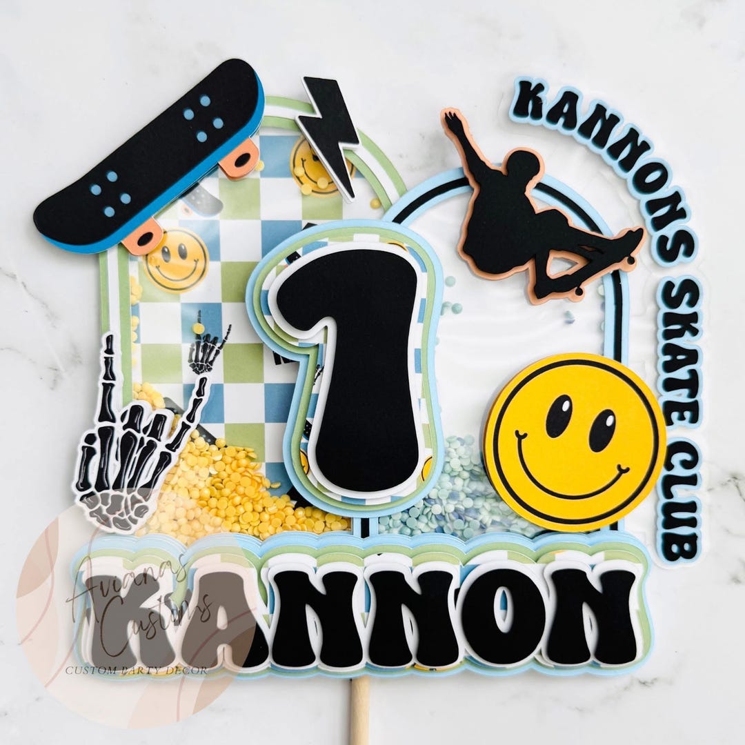 Custom 3D Skate Birthday Cake Topper , Skate Club Birthday Cake Topper ...